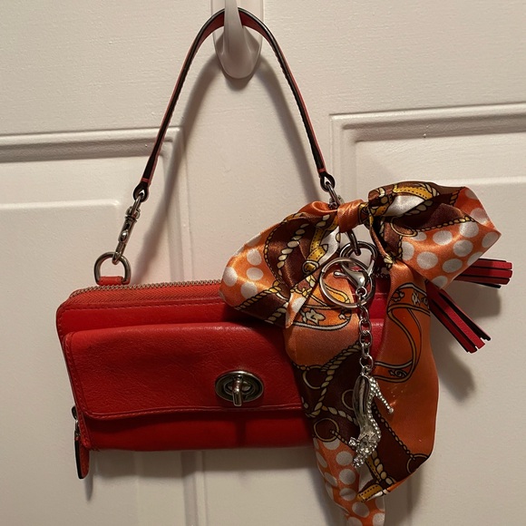 Bags | Coach Legacy Orange Leather Womens Clutch Bag Rhinestone Shoe ...